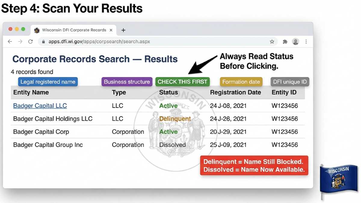 Wisconsin Business Entity Search - Dept. of Financial Institutions